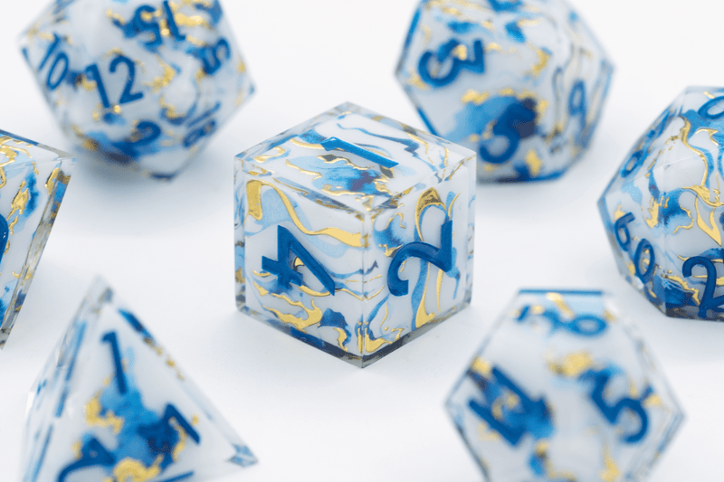 Alluvial Gold Sharp Edge Dnd Dice Set