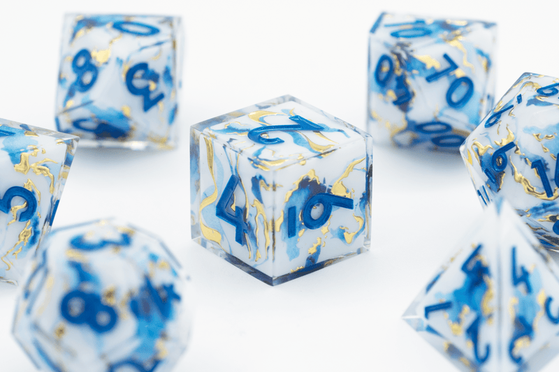 Alluvial Gold Sharp Edge Dnd Dice Set