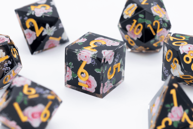 Damask Rose Sharp Edge Dnd Dice Set