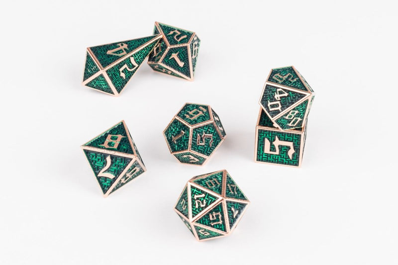 Labyrinth Green Gold Dnd Metal Dice Set